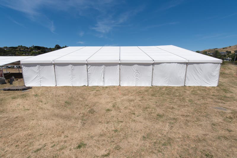 Large White Tent for Entertaining in Field Stock Photo - Image of ...