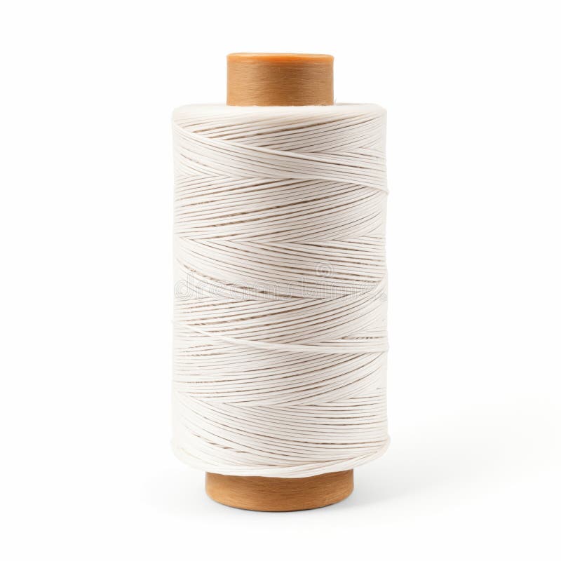 Large White Thread Spool on Wooden Bobbin Isolated on White Background ...