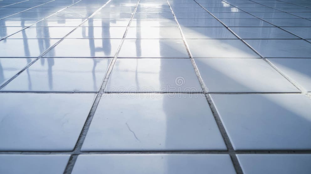 Large White Tile Texture with Thin Grey Grout Reflecting Sunlight Stock ...