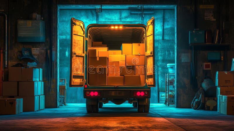 Large White Truck with Its Back Door Open, Loading Optimizing Delivery ...