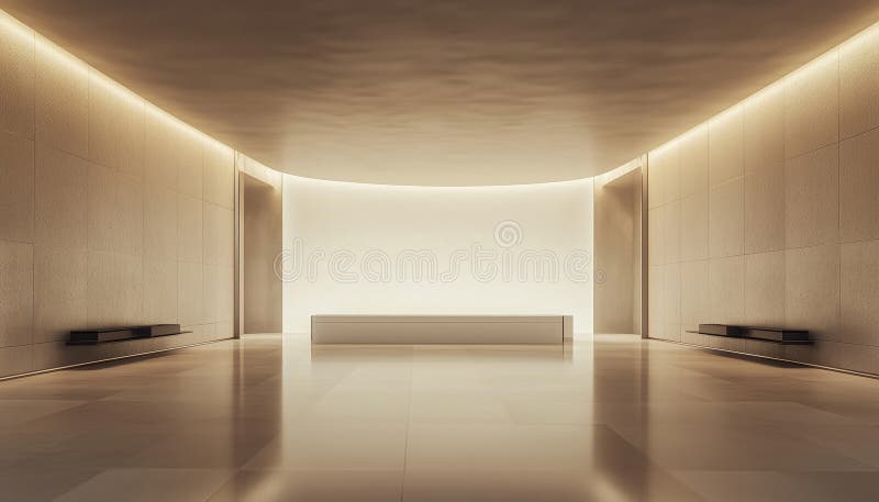 Large White Wall in the Center of Office Lobby with Two Conference ...