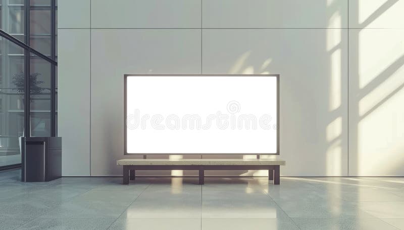 A Large White Wall with a Large Empty Frame by AI Generated Image Stock ...