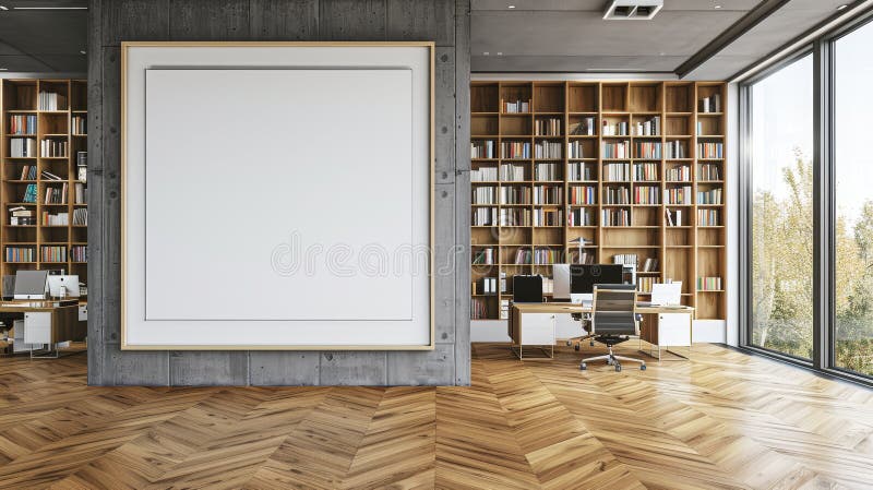 A Large White Wall with a Large Empty Frame Stock Illustration ...