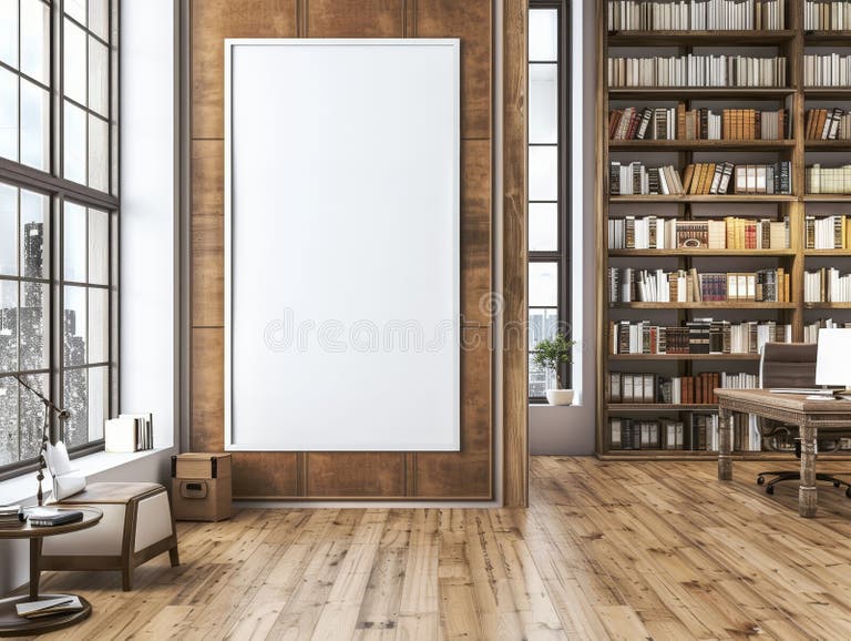 A Large White Wall with a Large Empty Frame Stock Illustration ...