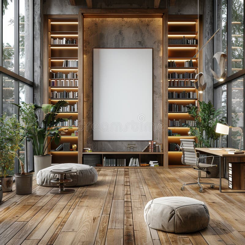 A Large White Wall with a Large Empty Frame Stock Illustration ...