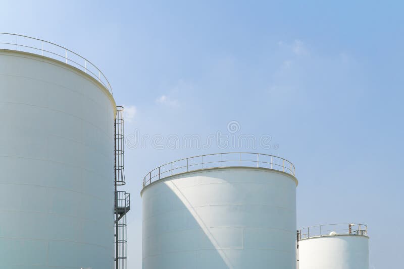 Large White Water Tank with Blue Sky. Stock Image - Image of industrial ...