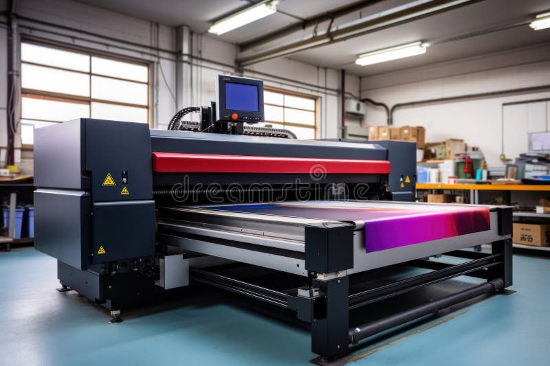 A Large Wide Digital Printer Machine during Production in Background of ...