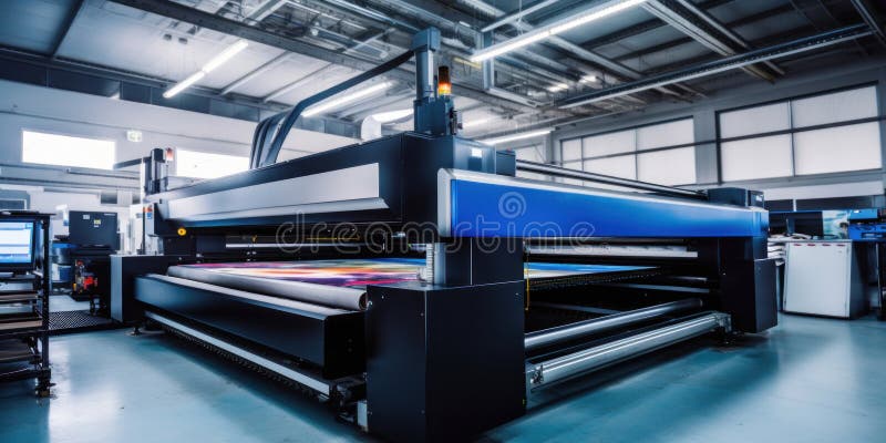 A Large Wide Digital Printer Machine during Production in Background of ...