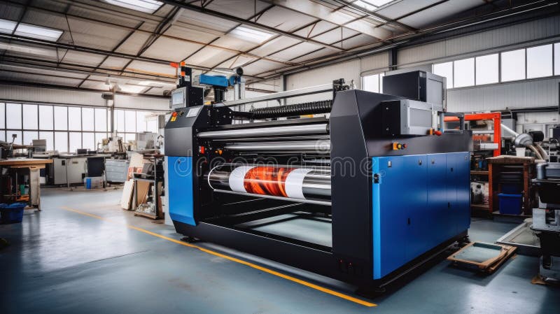 A Large Wide Digital Printer Machine during Production in Background of ...