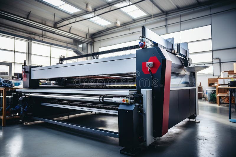 A Large Wide Digital Printer Machine during Production in Background of ...