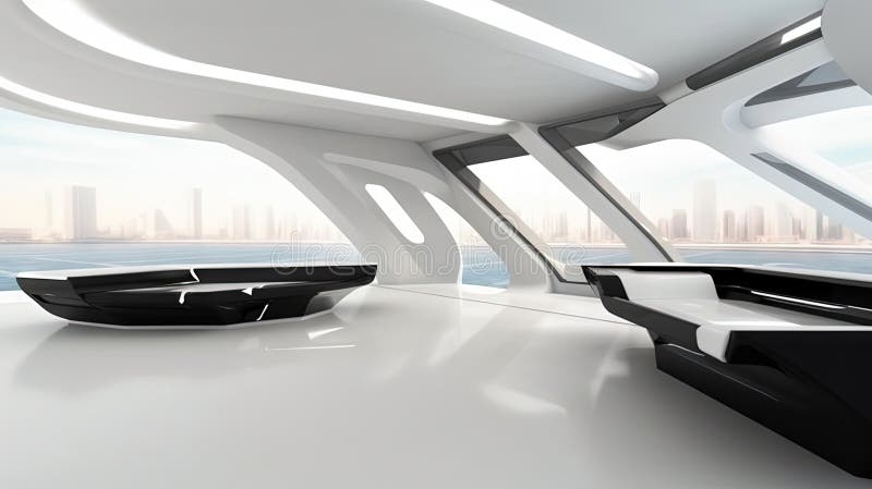 A Large, Wide Open Hall or Room, with a Big Windows and View Stock ...