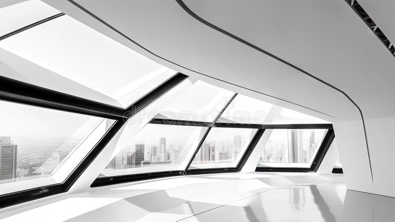 A Large, Wide Open Hall or Room, with a Big Windows and View Stock ...