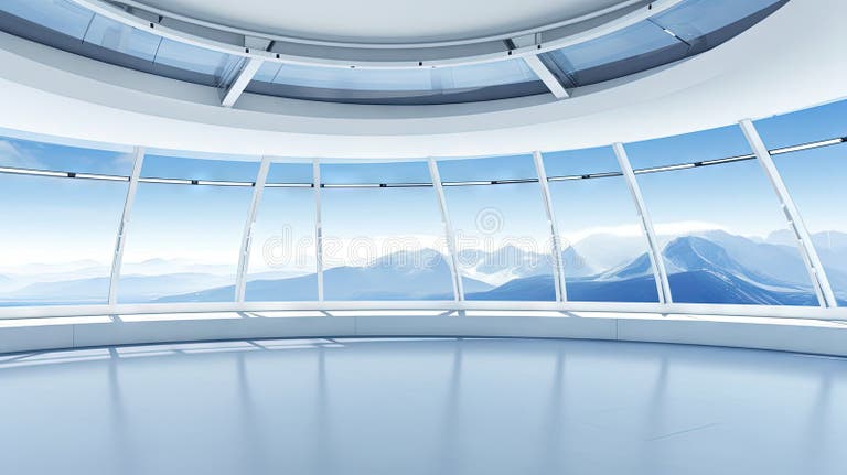 A Large, Wide Open Hall or Room, with a Big Windows and View Stock ...