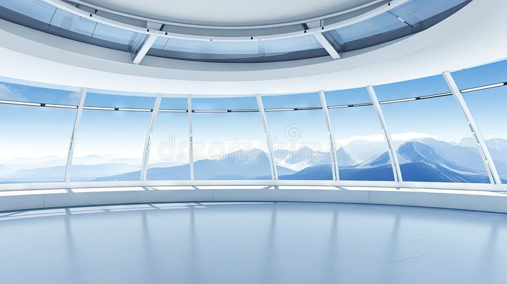 A Large, Wide Open Hall or Room, with a Big Windows and View Stock ...