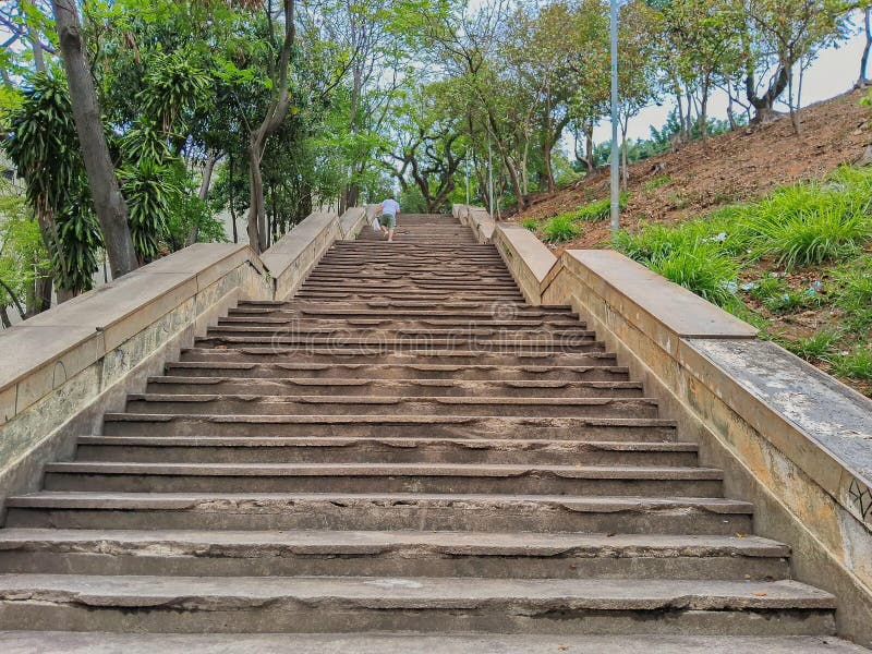 Large and Wide Staircase in a Park. Stock Image - Image of park ...