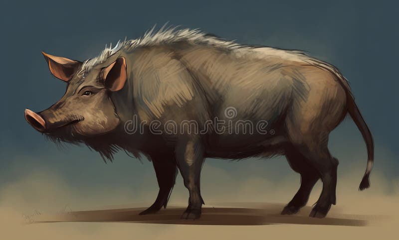 Large Wild Boar with an Aggressive Expression, Standing with Its Mouth ...