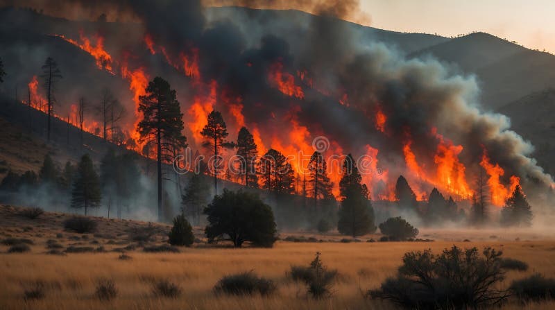 Wildfire Engulfs Forest Landscape Amid the Effects of Climate Change ...