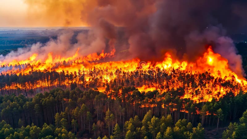 A Large Fire Burns in the Middle of a Forest Stock Footage - Video of ...