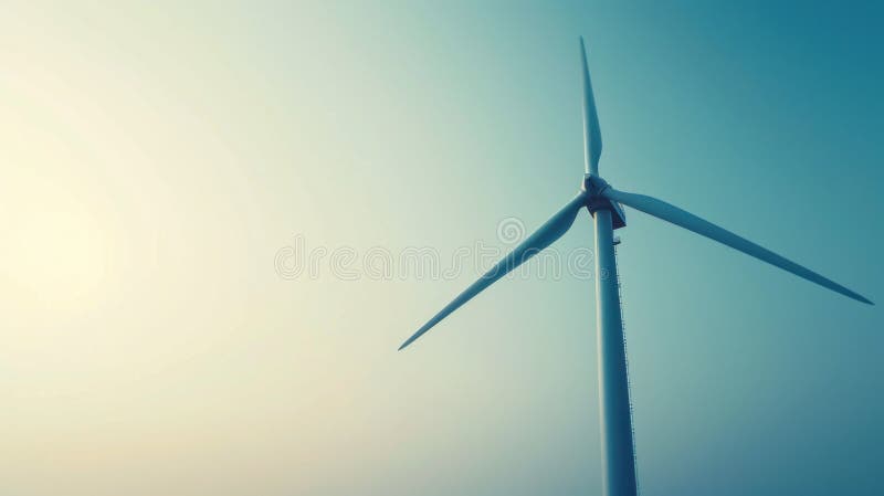A Large Wind Turbine in the Sky with a Plane Flying by, AI Stock ...