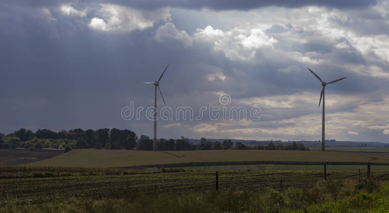 Large Wind Turbines. Windmills Producing "pure" Energy Using the Wind ...
