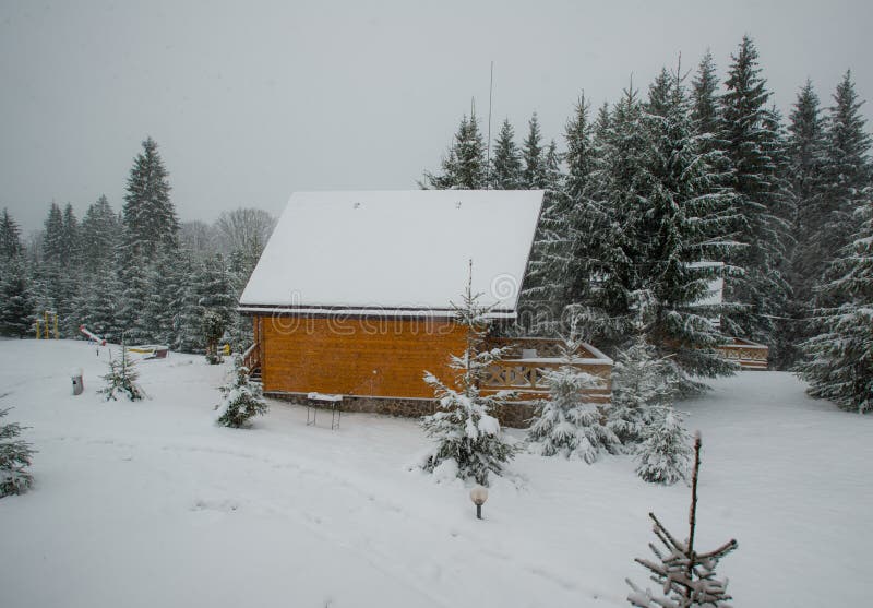 Large Window with Beautiful Views of Nature and Snow Stock Image ...