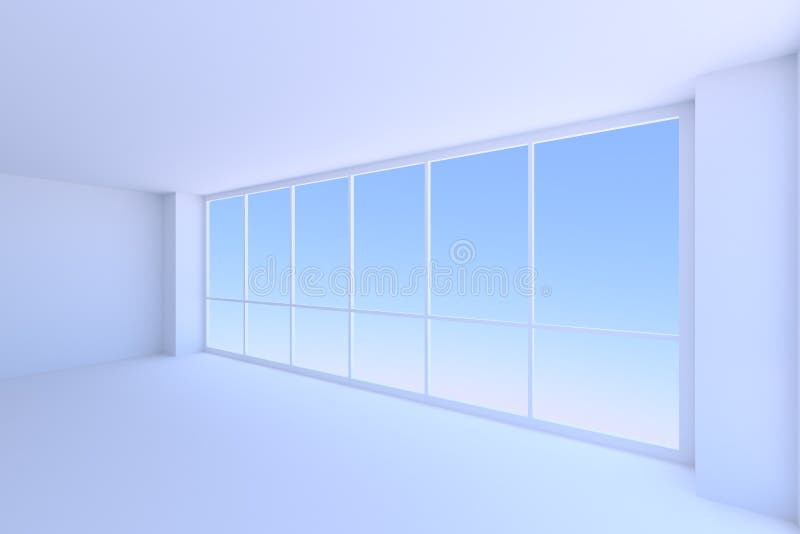 Big Window in Empty White Room with Sunlight Stock Illustration ...