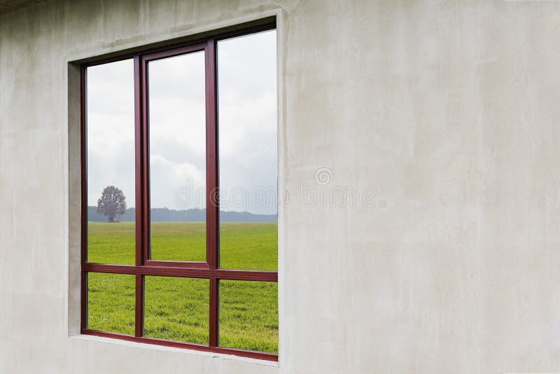 Large Window in a New Private House Under Construction Stock Image ...