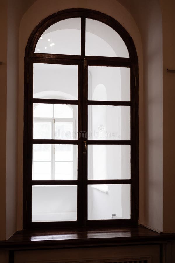 Large Window with Rounded Top. Stock Image - Image of resident, indoors ...