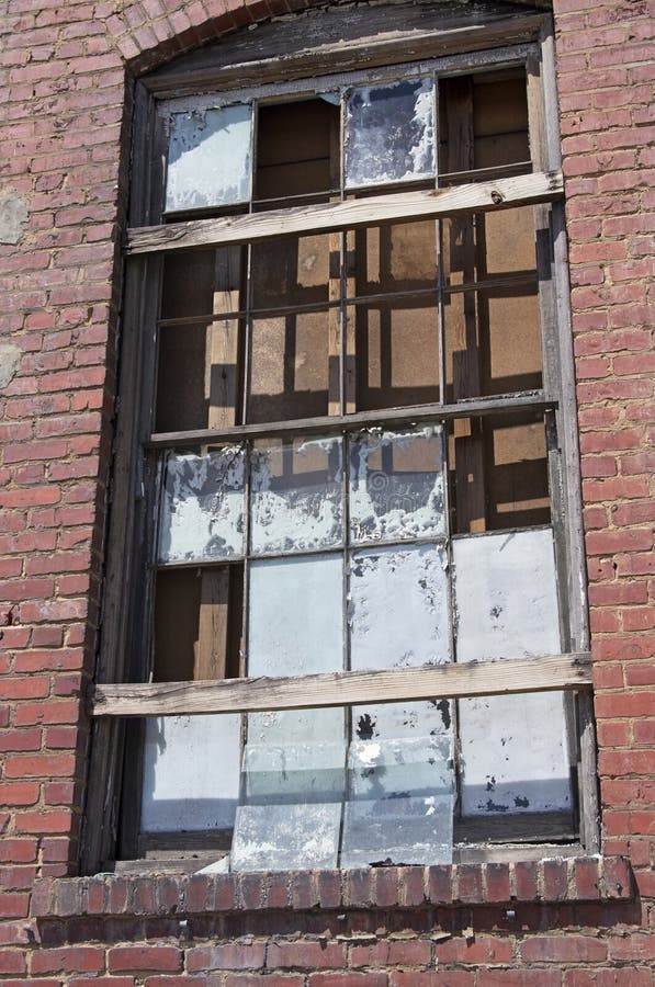 Large Window with Several Panes of Glass Missing Stock Image - Image of ...