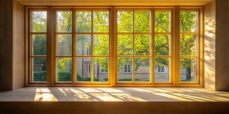 A Large Window with a View of a Building through it Stock Photo - Image ...