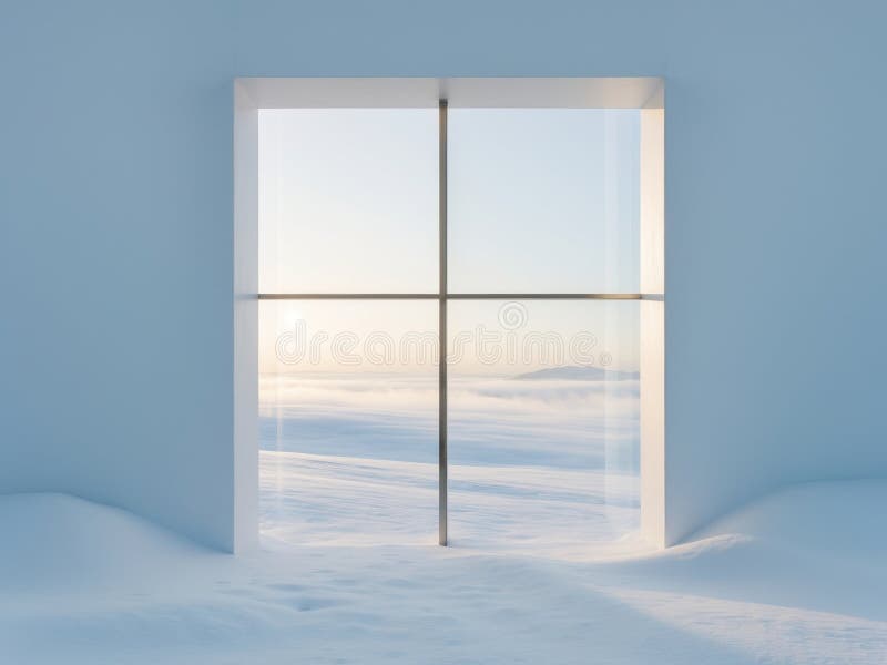 Large Window View Snowy Landscape is Open Allowing Winter Scene through ...