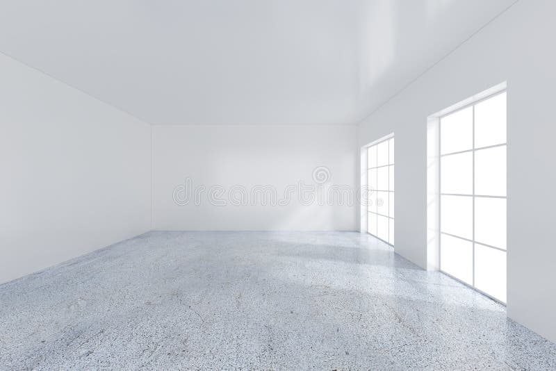 Large Window in White Room with a Bright Light. 3D Rendering Stock ...