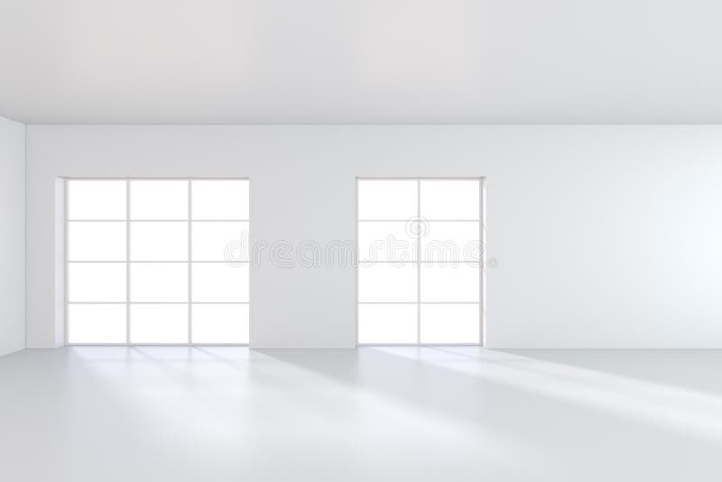 Large Window in White Room with a Bright Light. 3D Rendering Stock ...