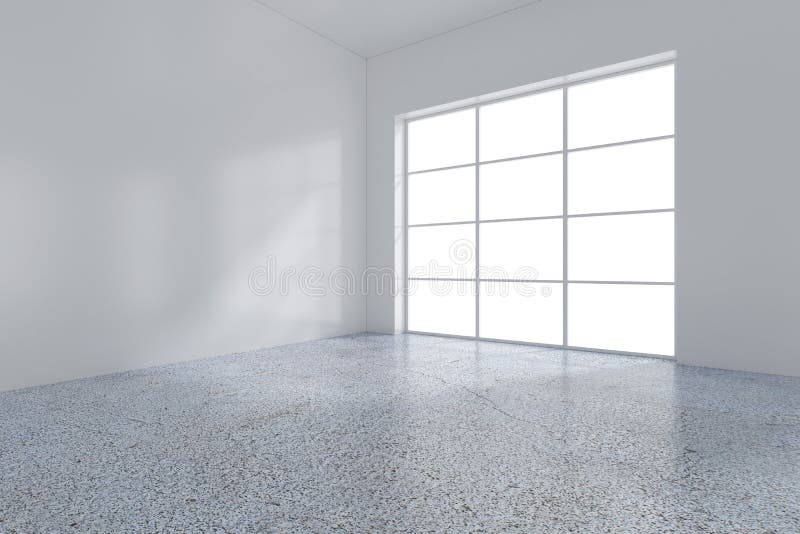 Large Window in White Room with a Bright Light. 3D Rendering Stock ...