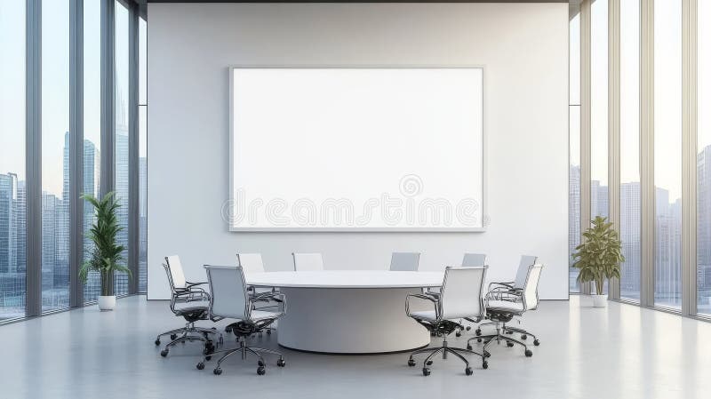 Large Windows and a Blank Screen Template Decorate this Modern ...