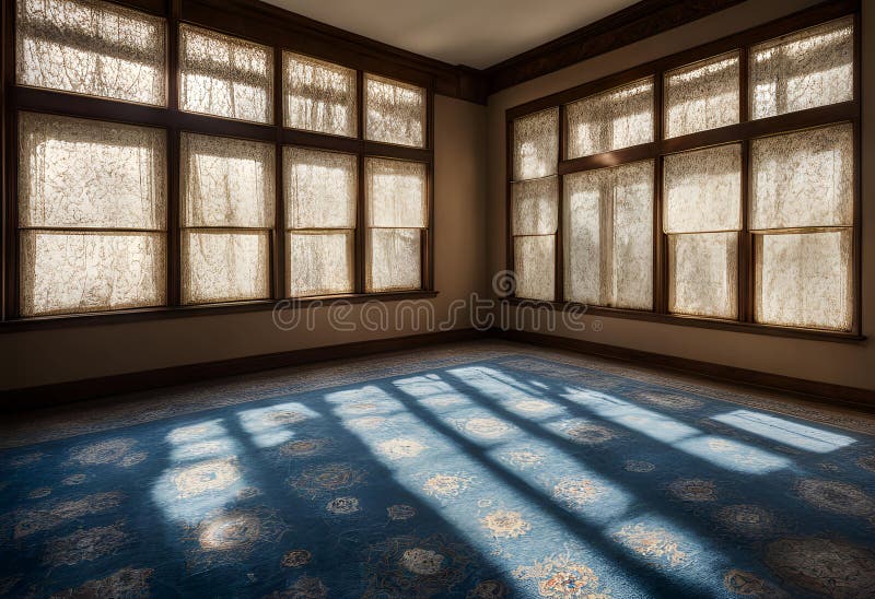 Large Windows Casting Patterns in an Empty Room Stock Illustration ...