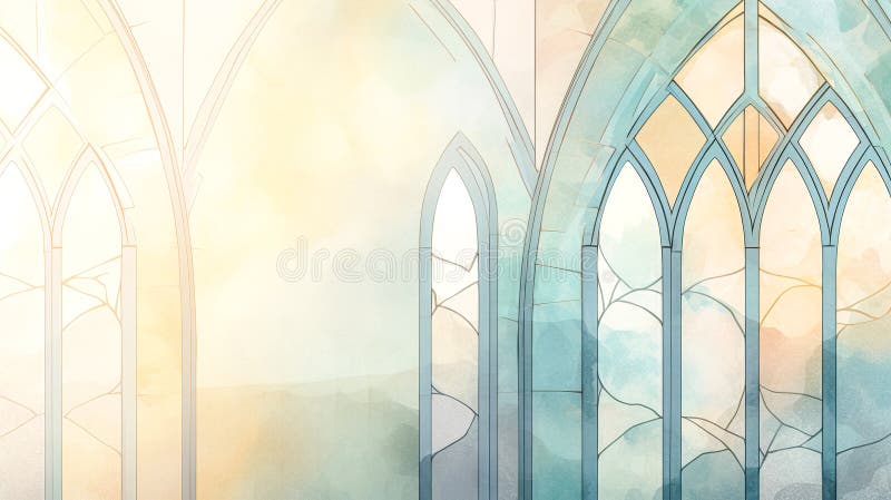Large Windows with Stained Glass in the Temple, Generative AI. Stock ...