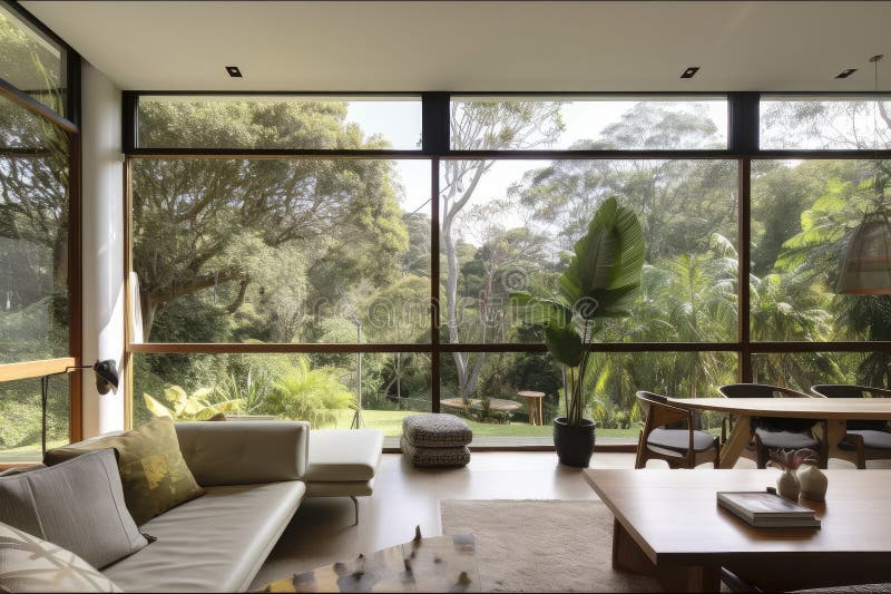 Large Windows with Views of Greenery Make the Home Feel Warm and ...