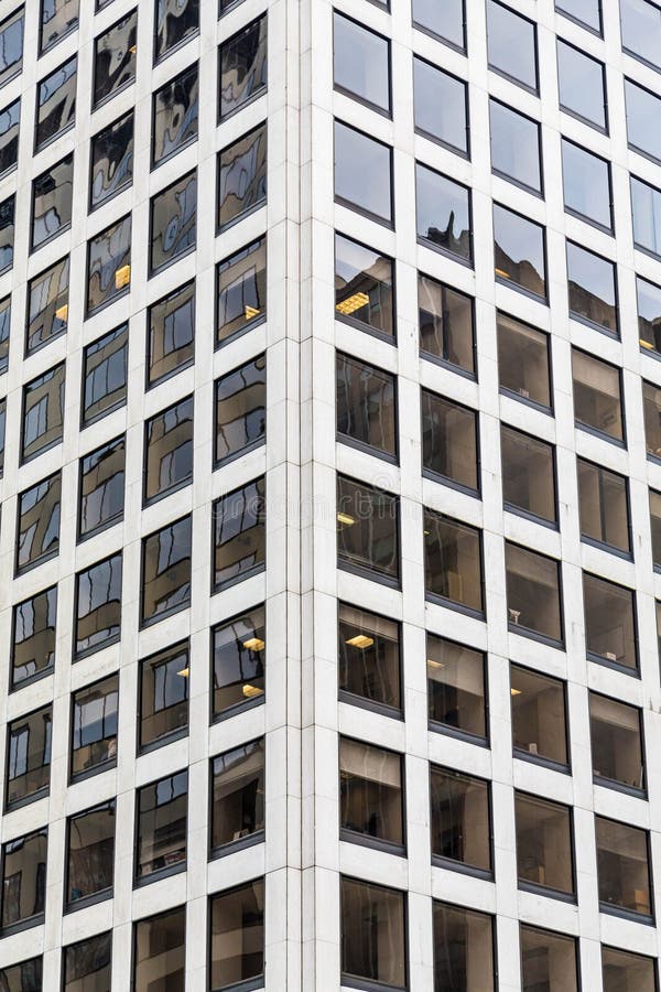 Large Windows in White Stone Tower Stock Image - Image of office ...