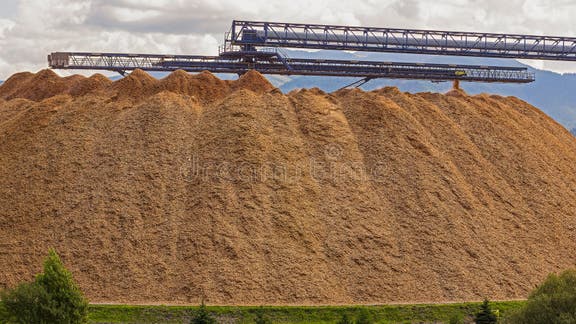 Large Wood Chip Processing Facility Stock Image - Image of bioenergy ...
