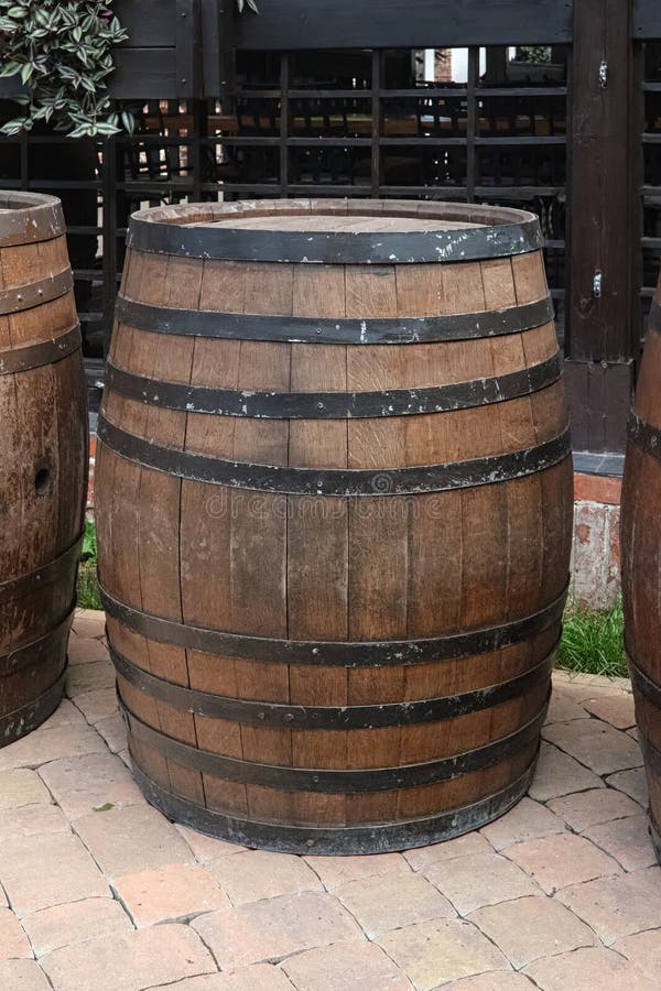 Large Wooden Barrel for Making Wine Stock Image - Image of basement ...