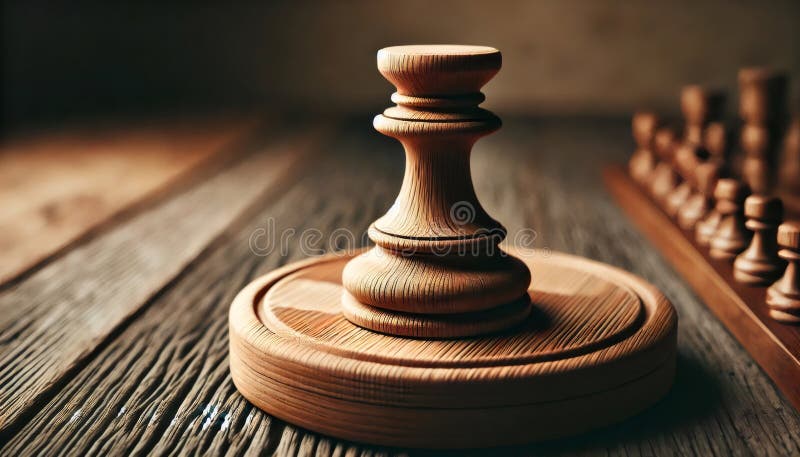 Large Wooden Chess Piece Standing on a Round Wooden Base Stock ...