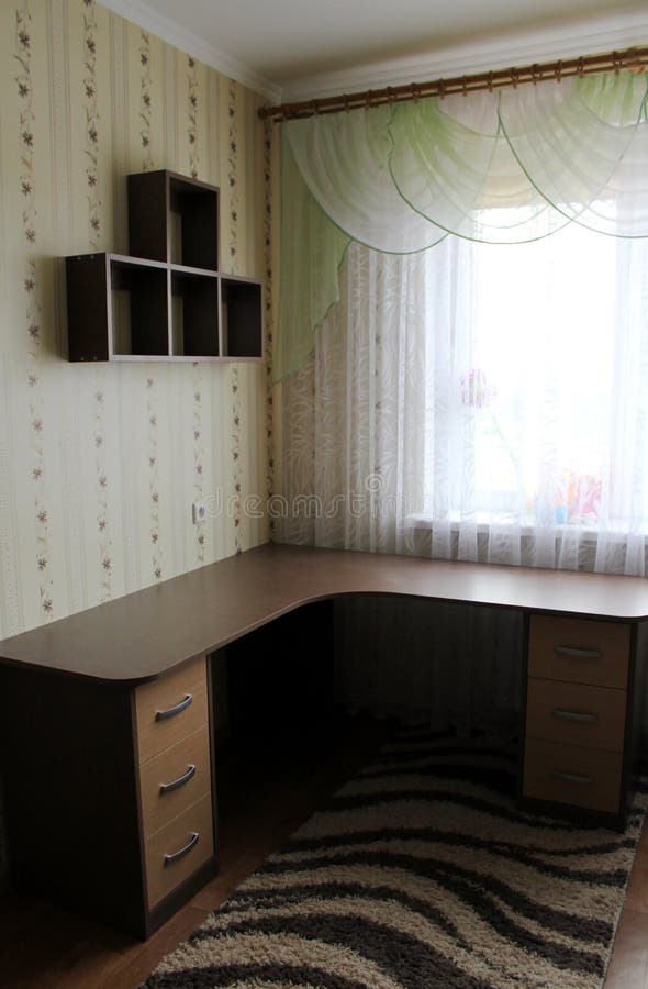 Large Wooden Computer Desk. Stock Photo - Image of table, office: 103983090