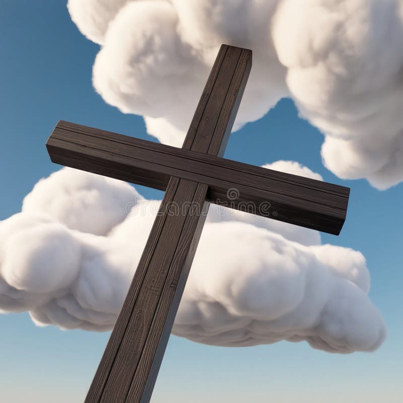 Large Wooden Cross with Sky Background Stock Illustration ...