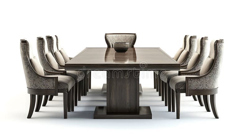 A Large Wooden Dining Table with a White Background Stock Photo - Image ...