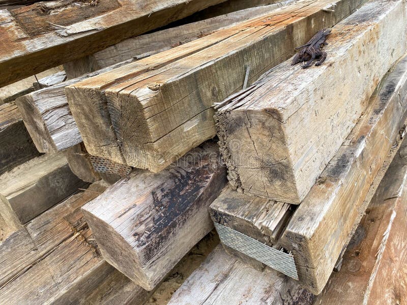 Large Wooden Rectangular Logs or Large Diameter Square Cross Ties at a ...