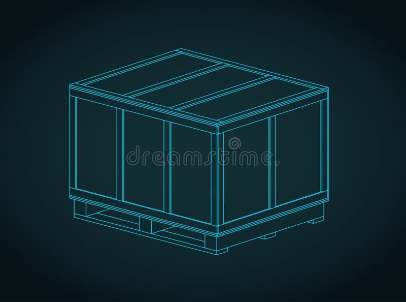 Large Wooden Shipping Crate Isometric Blueprint Stock Vector ...