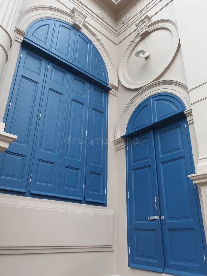 Large Wooden Window Doors, Neoclassical Architecture Stock Photo ...