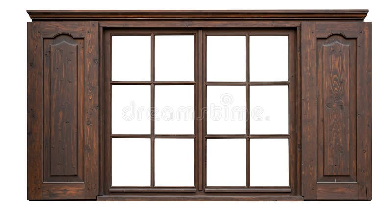 Large Wooden Window Frame with a Grid of Rectangular Glass Panes. it ...