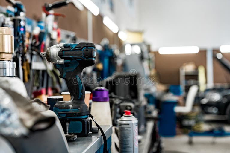 Large Workbench with Tools at Station for Vehicle Technical Servicing ...